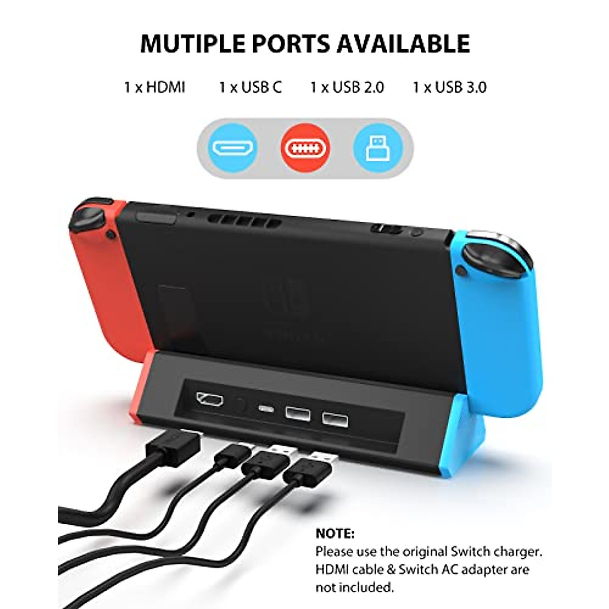 Antank TV Docking Station for Nintendo Switch/Switch OLED, Portable Switch Dock 4K HDMI TV Adapter/High Speed USB 3.0 Ports, Charging Dock Replacement for Official Nintendo Switch Dock