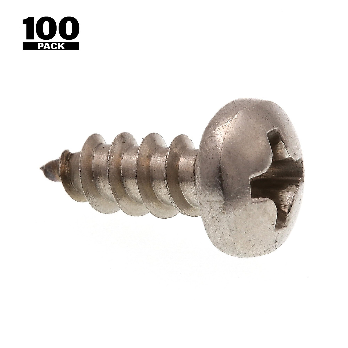 Prime-Line 9019151 Sheet Metal Screw, Self-Tapping, Pan Head Phillips, #6 X 3/8 in, Grade 18-8 Stainless Steel, Pack of 100
