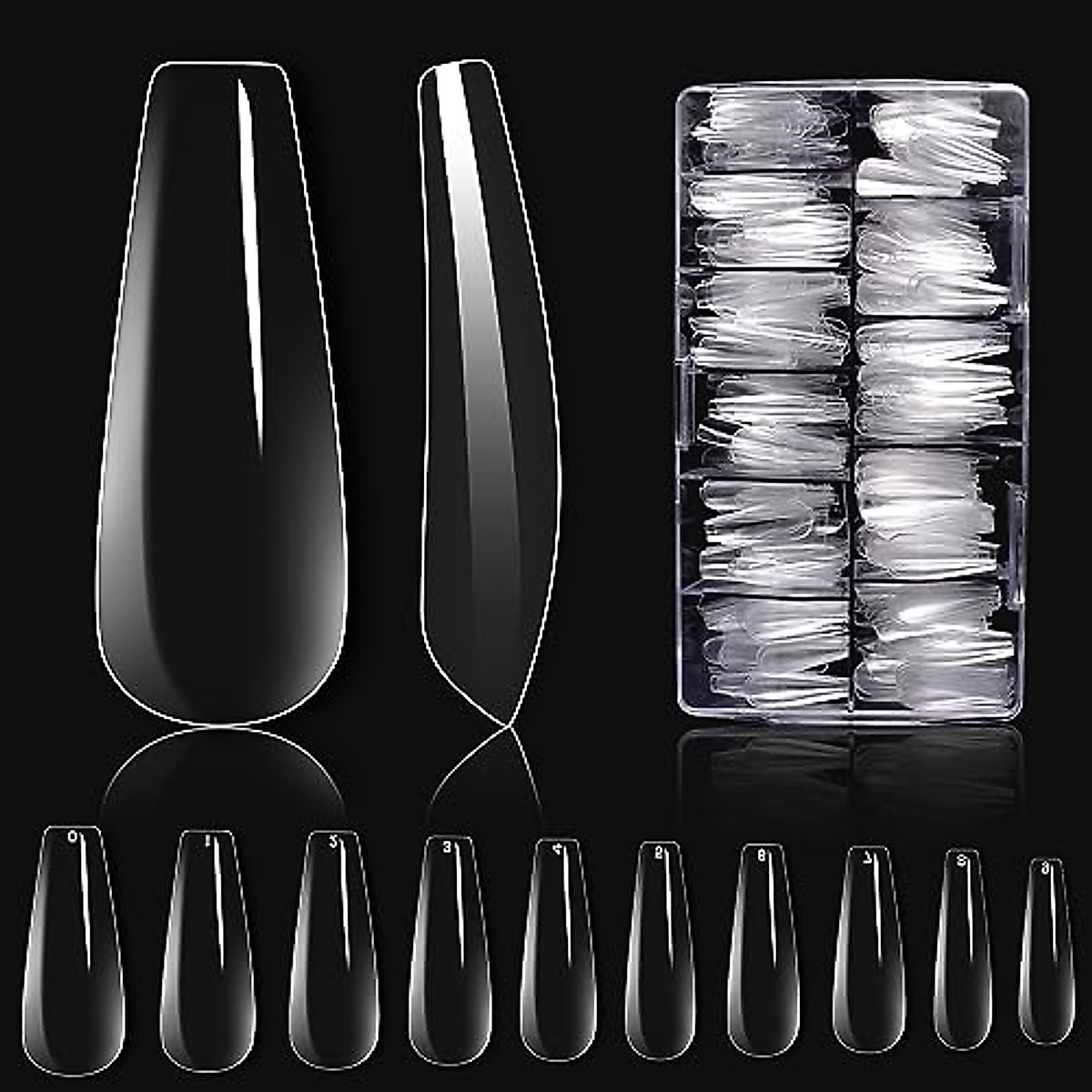 Nail Tips for Acrylic Nails 500 PCS - Clear Coffin Nails Tips Full Cover Professional Fake False Nails Extension Tips with Box for Nail Art