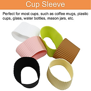 Piutouyar 6 Pcs Reusable Coffee Cup Sleeves, 6 Color Heat-resistant Nonslip Silica Gel Sleeve, Mug Cup Protector for Coffee Mug