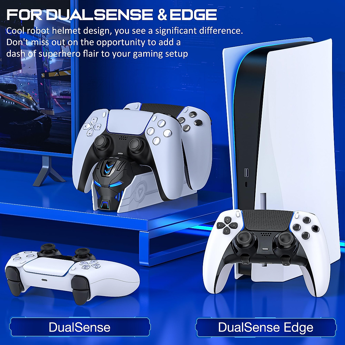 PS5 Controller Charger Station for PlayStation 5 Dualsense Controllers: Fast PS5 Dual Controller Stand Charger Dock-LED PS5 Controller Charging Station Accessories for PlayStation 5 Storage Kit