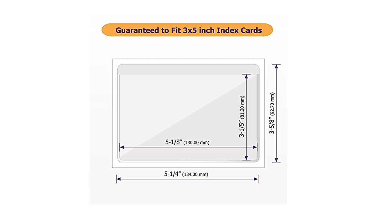 Clear Adhesive Index Card Pockets - 50 Pack for Organization