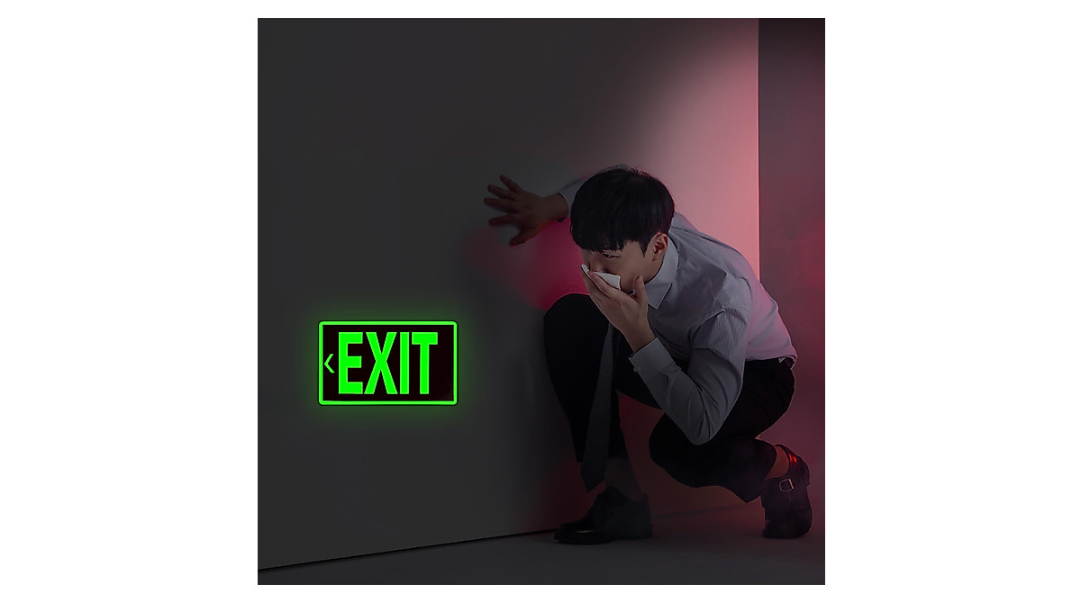 Glow In The Dark EXIT Signs - 4 Pack for Safety