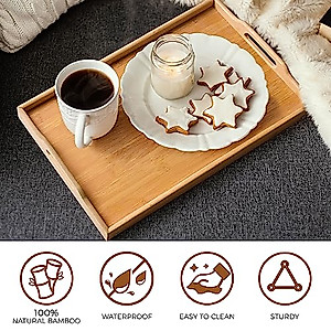 Bed Table Tray, Bamboo Bed Tray Table for Eating and Laptops, 19.7" x11.81'' Large Size Breakfast Food Tray Foldable Legs, Serving Tray with Handles for Sofa, Bed, Eating, Snacking and Working