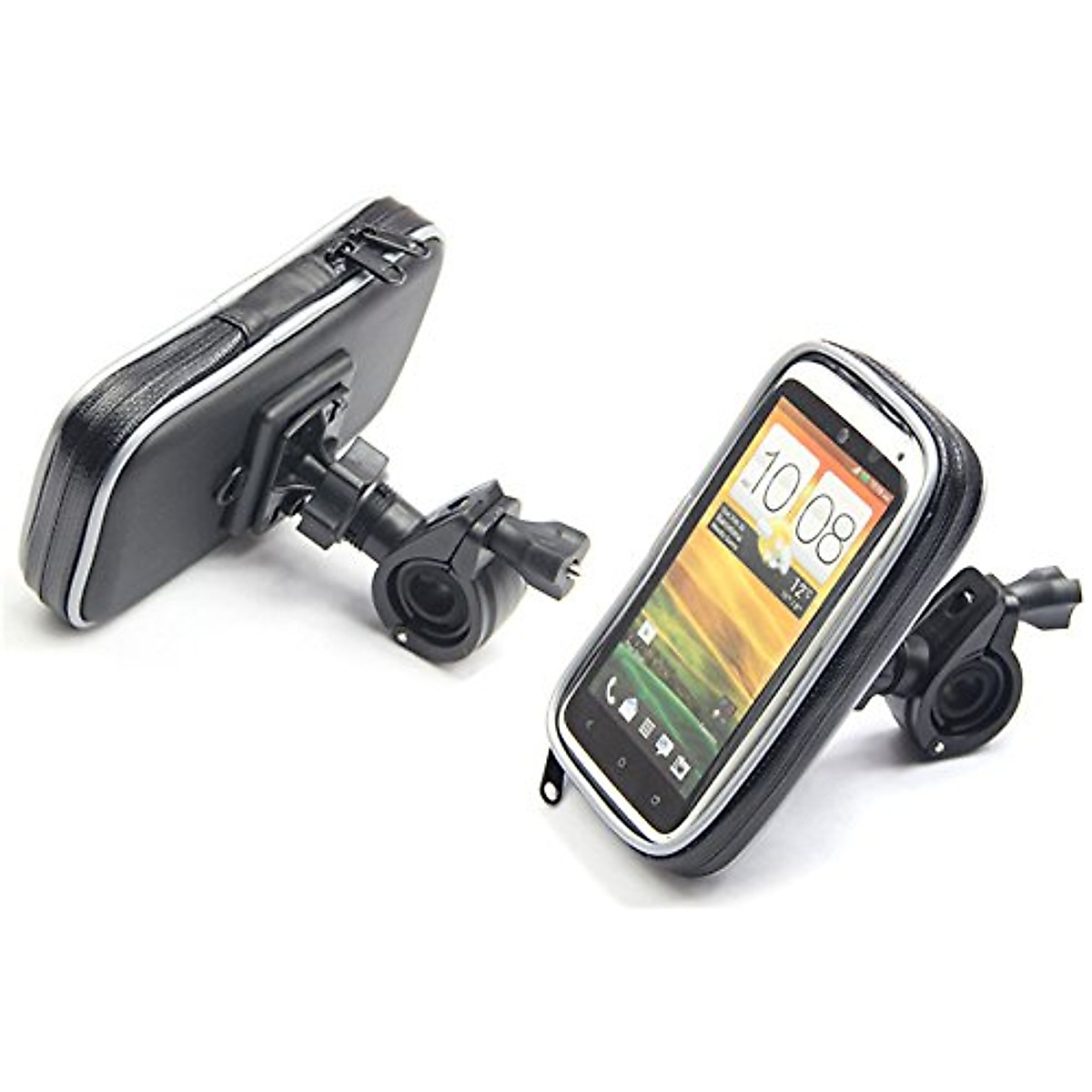 Cheeroyal Universal 360° Switch Waterproof Bike Bicycle GPS Case Motorbike Stand Phone Holder Mount for Smartphone Up to 4.7-5.2 Inch (L(4.7"-5.2"))