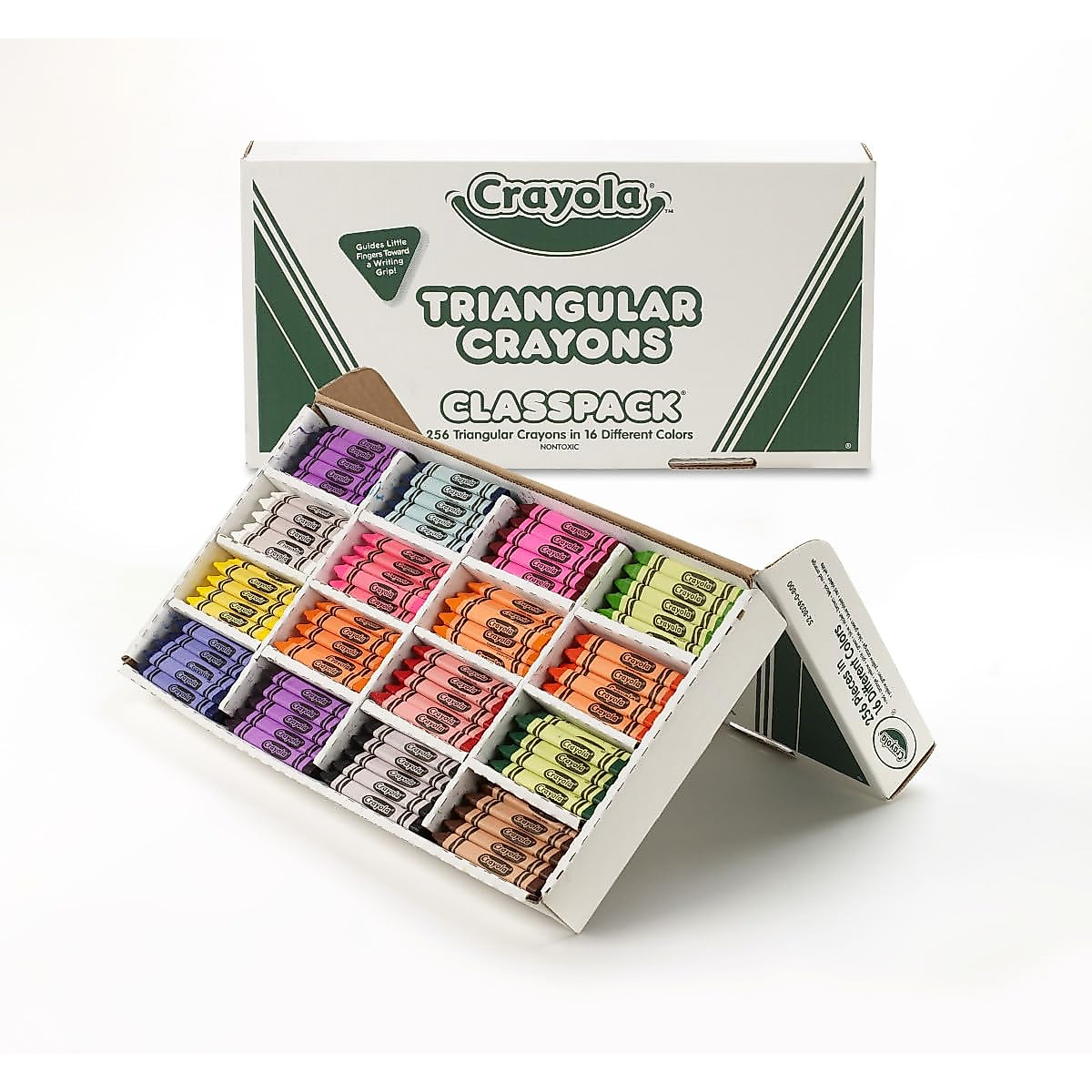 Crayola Triangular Crayon Classpack, Toddler Crayons, 16 Assorted Colors, 256 Count, Bulk