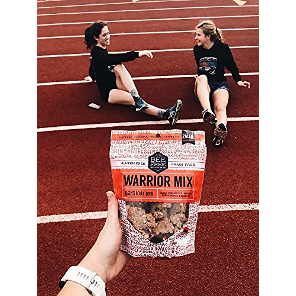 BeeFree Warrior Mix Gluten Free Granola - Soft Chunky Granola Bites | Paleo Granola, Low Carb, Grain Free, Preservative Free, Oat Free | Granola for Yogurt, Low Calorie Snacks | Hagen’s Berry Bomb, 9 Ounce Bag