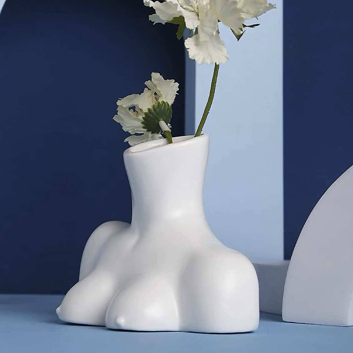 Lemonadeus Feminine Body Vases, Feminine Curve Vase Ceramic Charming Breast Vases for Modern Bohemian Home Decoration Bust Pot Body Vase Female Form Flower Vases (white)