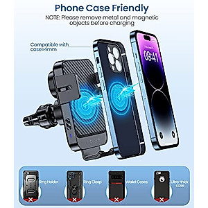 Wireless Car Charger, MOKPR 15W Fast Charging Auto-Clamping Car Mount Universal Hands-Free Car Charger Mount for Dash Windshield Air Vent Compatible with iPhone 15/14/13/12, Samsung S23/S22/S21 Black