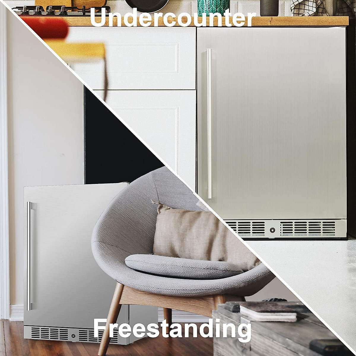 MGMEDOS 24 inch Undercounter Refrigerators Beverage Fridge Single Drawer Fridge with Digital Display for Indoor Outdoor Patio