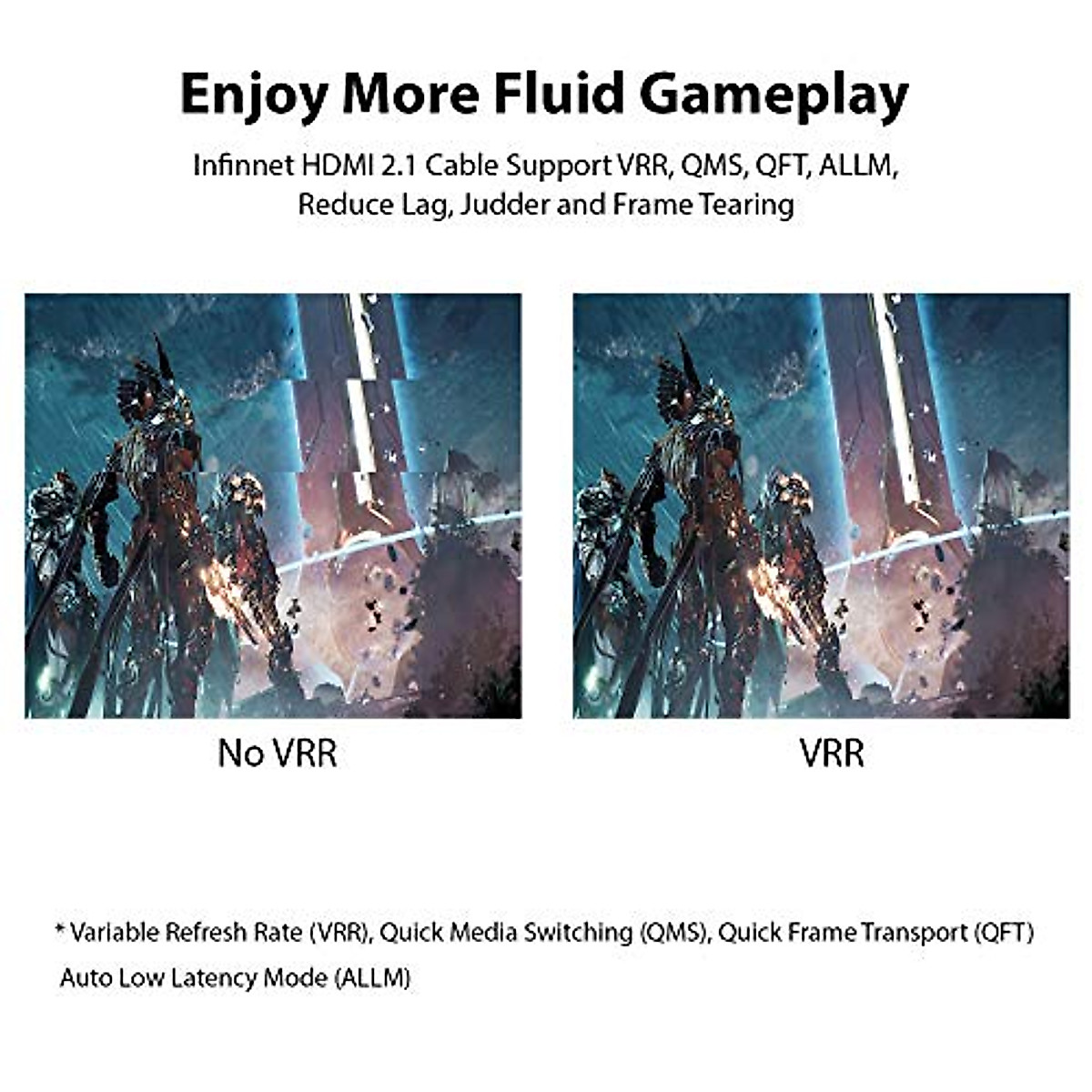 infinnet 8K HDMI 2.1 Cable, Ultra High Speed HDMI Cable 4K HD 120Hz 144Hz 2K 240Hz Gaming HDMI Cable 48Gbps Version 2.1 Certified, eARC HDCP 2.3 2.2 HDR Dolby Vision Atmos HDMI Cable, 2m (6 feet)