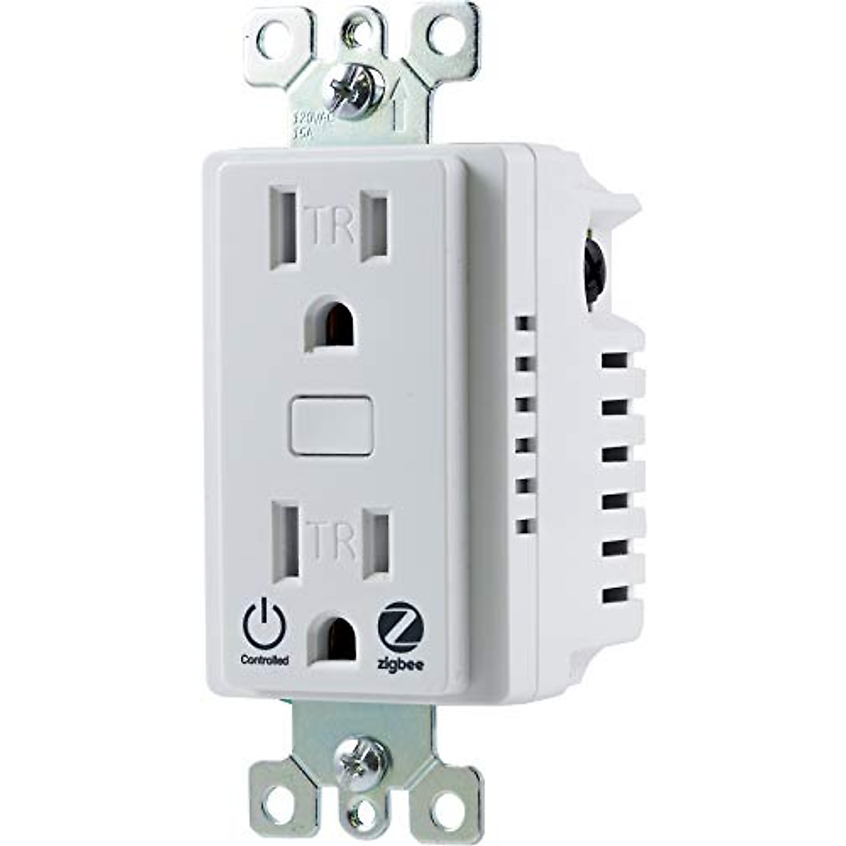Jasco Zigbee Outlet Receptacle with Energy Monitoring, Tamper-Resistant, Pairs Directly with Echo 4th Gen/Echo Show 10/Echo Studio/Echo Plus/Eero Pro 6, 1 Controlled + 1 Always On, White, 43132