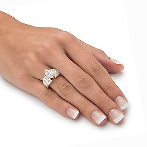 PalmBeach Platinum-plated Sterling Silver Marquise Cut Cubic Zirconia Engagement Ring Sizes 6-10 Size 6