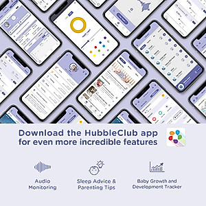 Hubble Eclipse+ Portable Soother, Kids & Baby Audio Monitor, 7-Color Night Light & Speaker, Push to Talk Connect, Digital Clock, Baby White Noise Machine, Sleep Trainer with Wi-Fi Connectivity