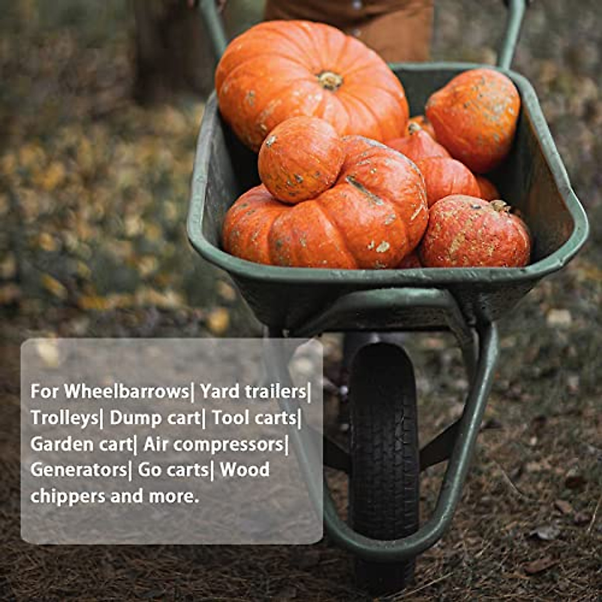 Parts Camp Gorilla Cart Wheels 13-Inch gorilla cart tires replacement 4.00-6 Flat-free Solid Tire and Wheel For Hand Trucks/Garden Carts/Wheelbarrow/Dolly-5/8"Axle Borehole 2.1"Hub offset (2 Pack)