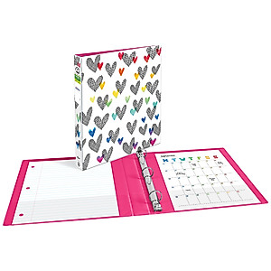 AVERY + Amy Tangerine Designer Collection Binder, 1"Round Rings, 175-Sheet Capacity, Hatch mark Hearts (28320)