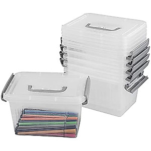 Joyeen 3 L Small Storage Bins, Clear Storage Box with Lid, 6 Pack