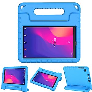 BMOUO Kids Case for Alcatel Joy Tab 2 8” 2020 (Model 9032Z), Shockproof Convertible Handle Stand Metroby t-Mobile Alcatel Joy Tab 2 Tablet Case - Blue