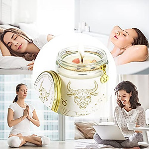 YTENTE Taurus Zodiac Sign Candle Gift, Zodiac Crystals Candle Jar,Astrology Lavender Scented Soy Stones Candles Best Friends Gifts for Women Men Sister Brother Funny Birthday Gift…