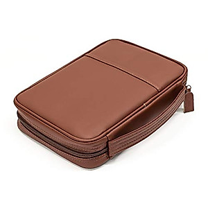 Man of God Two-Tone Brown Cross Faux Leather Men's Bible Cover Case, Large