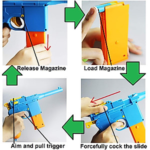 Toshi Station C96 Toy Gun with Soft Bullets and 7 Round Ejectable Magazine, Removable Barrel, Adjustable Sight and Pull Back Action