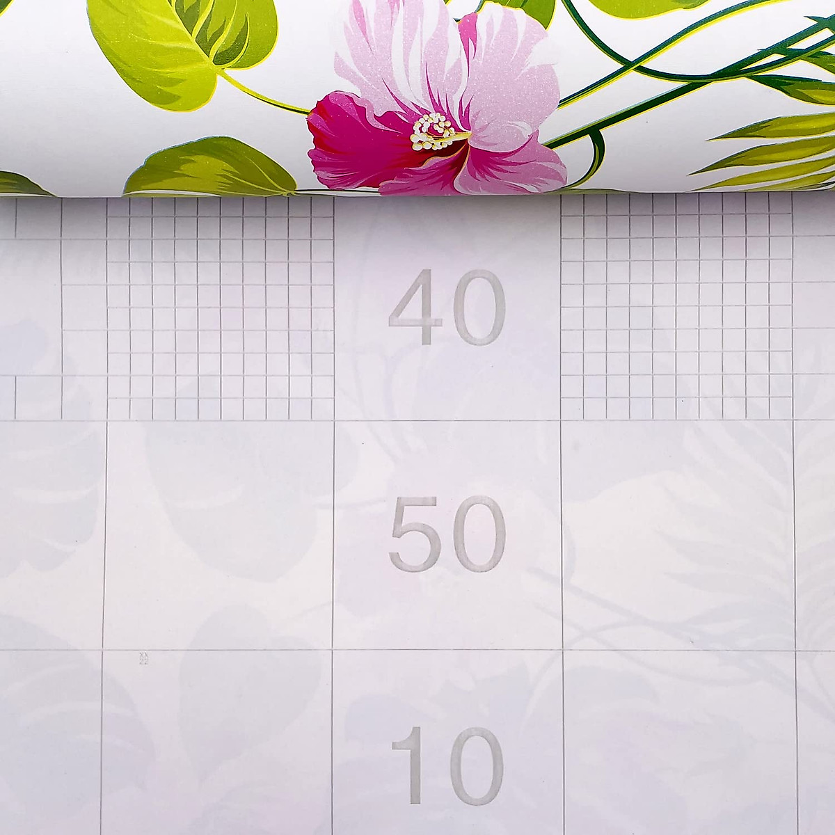 SimpleLife4U Hawaii Flower Style Furniture Paper Self-Adhesive Shelf Liner Makeup Jewelry Cabinet Decor 17.7 Inch By 9.8 Feet