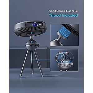 Smart Mini Projector with WiFi and Bluetooth, ViewComm iSpace2 Portable Pocket Projector with Adjustable Tripod, 220 ANSI Lumen, 360° Bluetooth Speaker, Android 9.0 Rechargeable Movie Projector