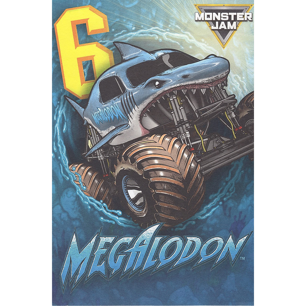 Today and Always by American Greetings Monster Jam Happy 6th Sixth Birthday (Age 6) Coloring Card Featuring Megalodon - Have a Monster-Sized Monster-Jammin' Birthday