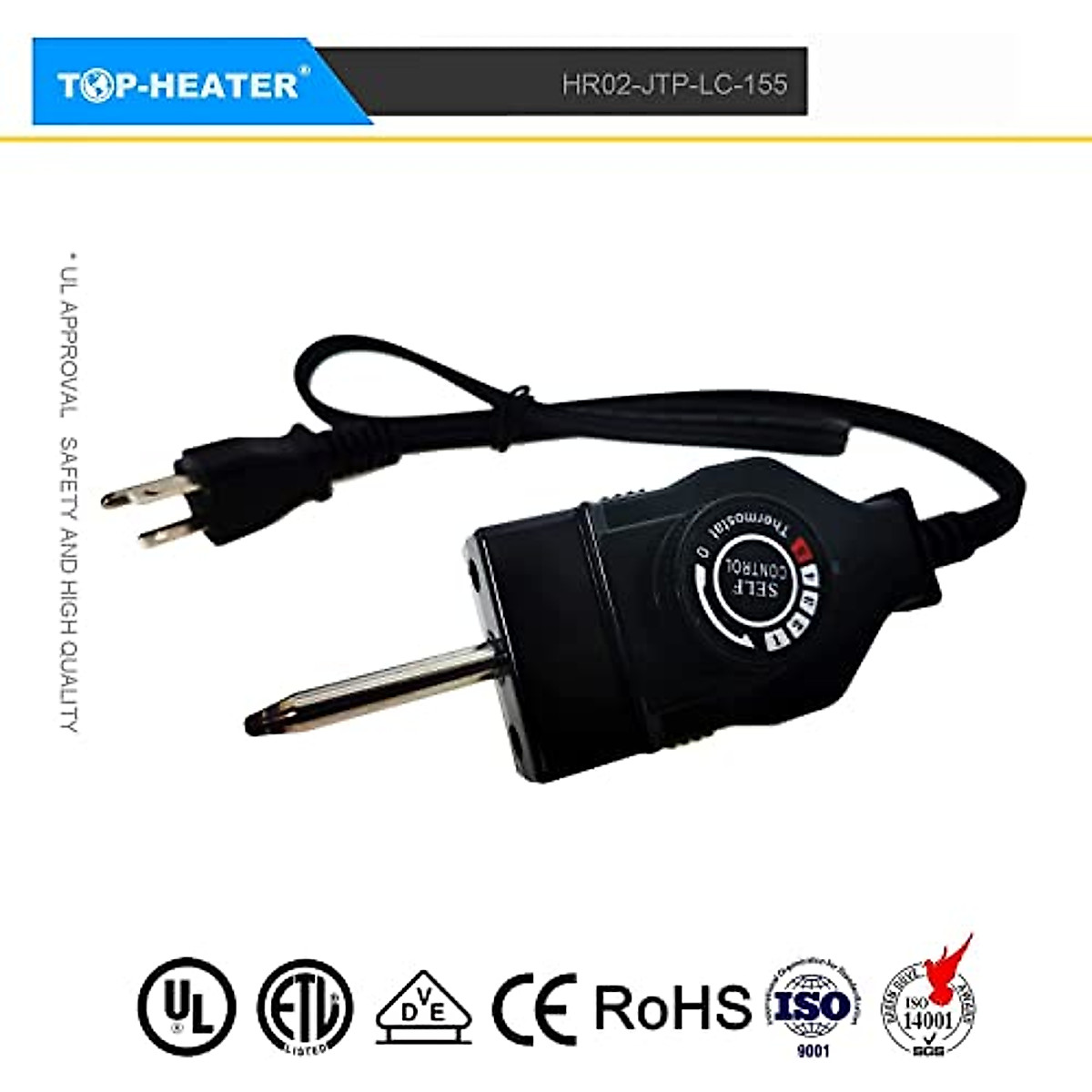 Adjustable Thermostat Probe Cord for Masterbuilt Smokers & Electric Griddles，Outdoor/Household Electric Smoker,Power Cord with Thermostat Control,HR Huare Technology 15A/125V