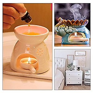 AHANDMAKER 4 Pcs Little Candle Spoon Replacement, 2 Pcs Tealight Wax Warmer Flat Round Ceramic Candle Spoon for Essential Oil Burner Tealight Fragrance Warmer Aromatherapy Diffuser