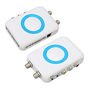 RCA to RF Modulator, Composite AV to Coax Coaxial VHF Demodulator Converter for CATV System, RF Coaxial Converter Supports for NTSC TV Format Output