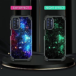 Miqala for Moto G Stylus 2022 5G/4G Case,Shiny in The Dark Three Layer Heavy Duty Shockproof Hard Plastic Bumper +Soft Silicone Rubber Protective Case for Moto G Stylus2022,Blue Sky.