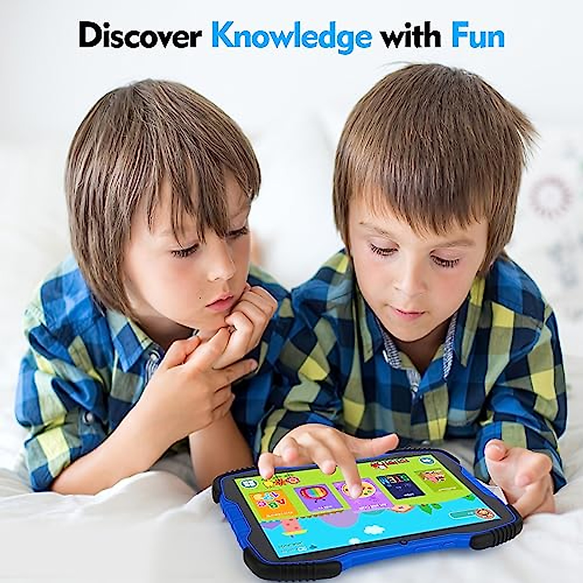 Tablet for Kids Tablet 10 inch with Case Included, Tablet for Toddlers Tablet 10 inch Children Tablets for Kids Android Tablet 64GB with WiFi Dual Camera Learning Games for Boys Girls (Blue)