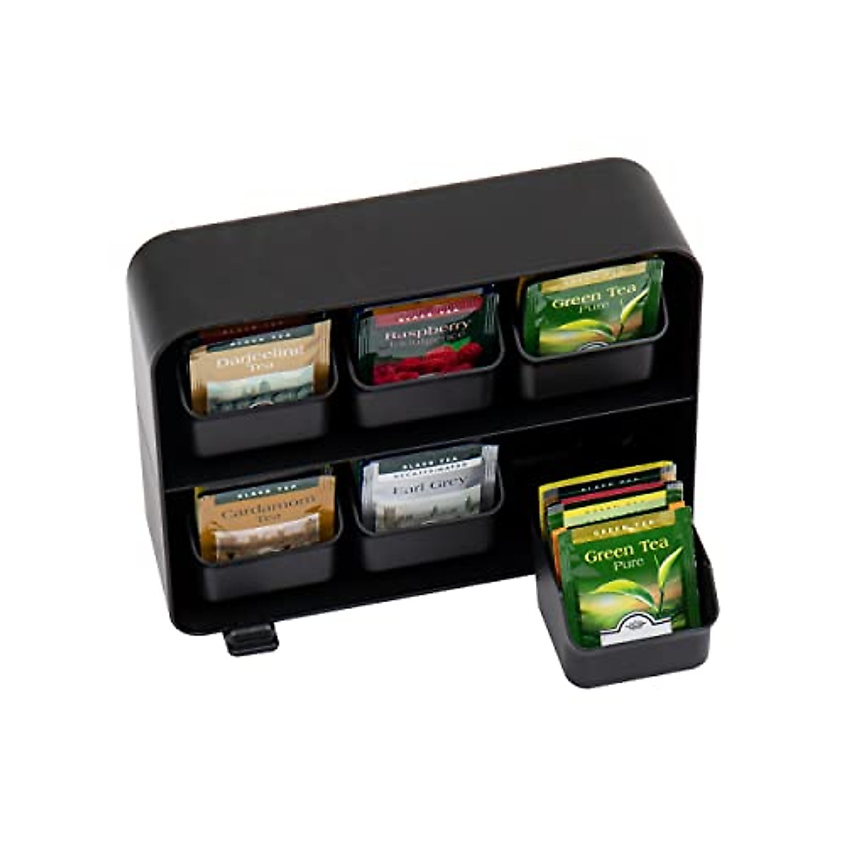 Mind Reader 6 Drawer Tea Bag Holder and Organizer, Black