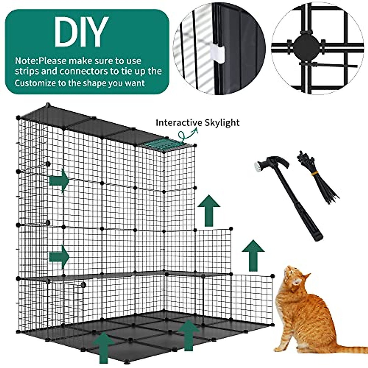 YITAHOME Cat Cage Indoor Large 4-Tier Cat Enclosure Metal Wire Cat Kennels DIY Cat Playpen Catio with Large Hammock for 1-3 Cats