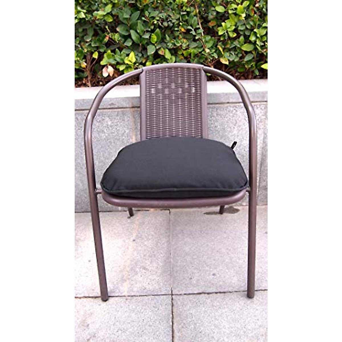 Augld 2 Pack Water Repellent Patio Chair Cushion Breathable 17"x16" Seat Cushion with Ties Black-2