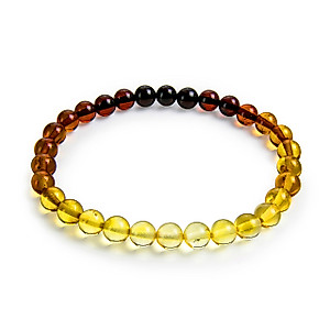 Amber Culture Amber Stretch Bracelet - Handmade 5mm Beads 100% Baltic Natural Baltic Amber Stone - Unisex with Gift Box Multiple Colors
