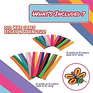 PURPLE LADYBUG Wax Sticks for Kids in Bulk: 15 Colors, 2 Lengths - 6 Inch Standard & 12 Inch Super Long, 150 of Each - Fun Car Ride & Airplane Activities for Kids Ages 4-8, Travel Toys for Kids