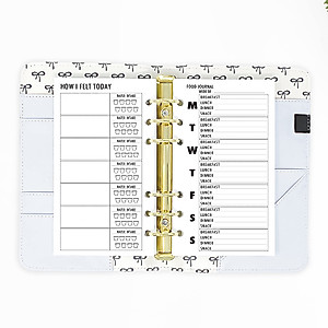 Personal Food Journal Planner Insert Refill, 3.74 x 6.73 inches, Pre-Punched for 6-Rings to Fit Filofax, LV MM, Kikki K, Moterm and Other Binders, 30 Sheets Per Pack