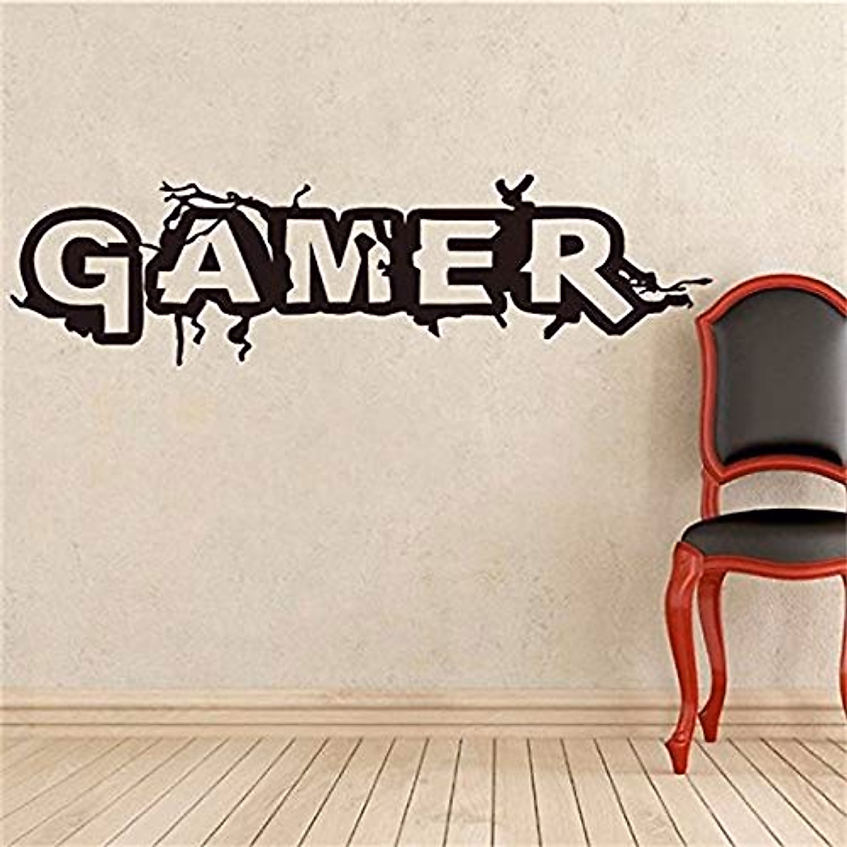 Gamer Wall Decal Vinyl Decal Art Design Stickers for Home Playroom Bedroom Game Boys Room Game Center Internet Bar(Gamer, 35" W x 11" H)