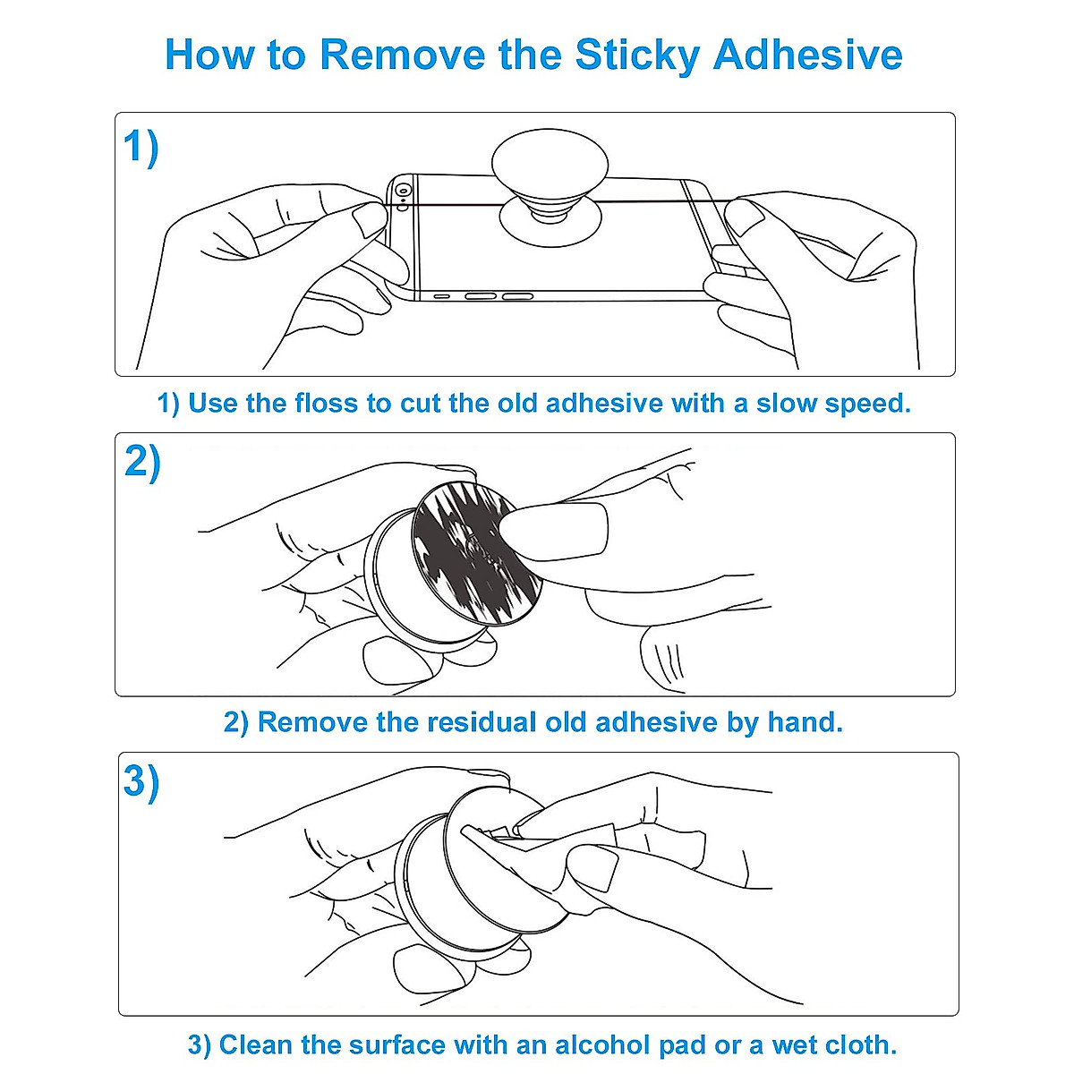 PKYAA 9 Pack Sticky Adhesive Compatible with Socket Base, Double-Sided Replacement Tape for Collapsible Grip & Stand Back - 9pcs 1.4 inches(35mm) Adhesive Tapes
