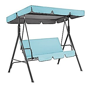 Patio Swing Cushion Cover Replacement Waterproof Outdoor Swing Seat Cover 3 Seater Dustproof Protective Covers Porch Swing Cushion Cover for 3 Seat Garden Swing Chair Cushions,Sky blue,56477in