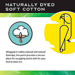Featherland Paradise Cotton Snuggle Ring Bird Toy, Bird Perch, Large Bird Toys, for Parrots, Cockatoos, Macaws, Large Birds