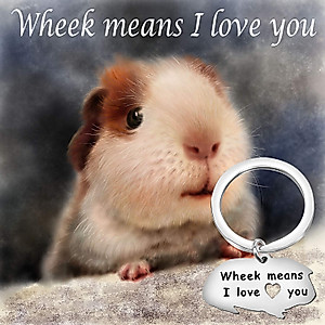 bobauna Guinea Pig Lover Gift Wheek Means I Love You Keychain Guinea Pig Jewelry Animal Lover Gift (Wheek Means I Love You)