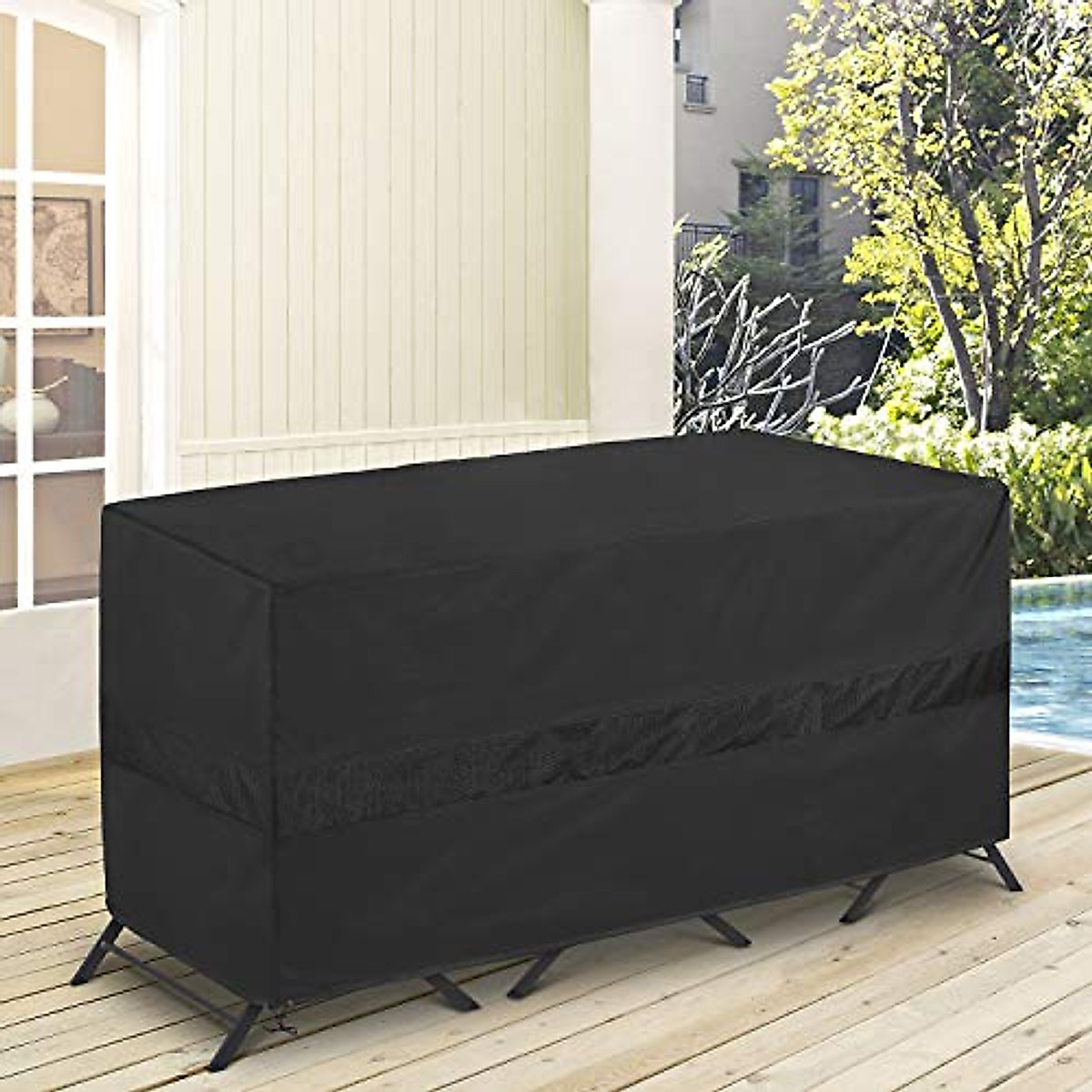 SunPatio Bistro Set Cover Waterproof, Outdoor Patio 3 Pieces Furniture Set Table and Chairs Cover with Air Vent, UV & Rip & Fade Resistant, All Weather Protection, 65" W x 28" D x 30" H, Black