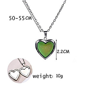 swqfzki Color Changing Heart-shaped Openable Locket Mood Necklace Emotion Feeling Pendant Necklace Adjustable Size Mood Rings 2pcs