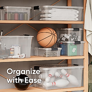 Superio Clear Storage Box with Lid, 2.5 Quart Plastic Container Bins for Organizing, Stackable Crates, BPA Free, Non Toxic, Odor Free, Organizers for Home, Office, School, and Dorm