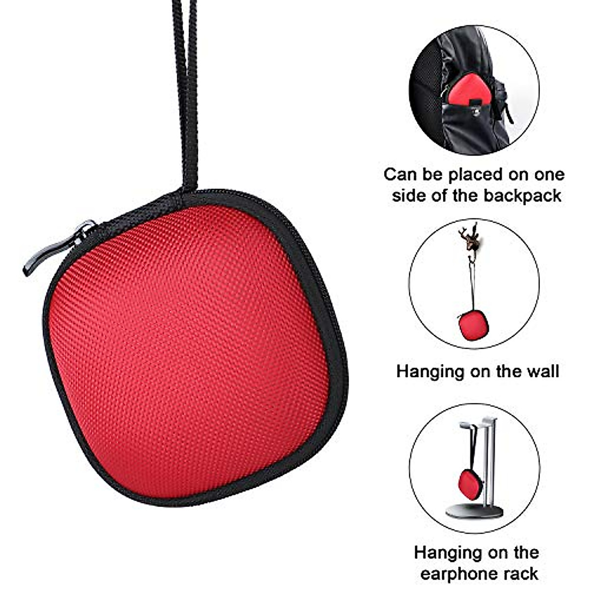 Portable Carrying Case Compatible for Powerbeats Pro Case Cover, ANKASI Hard Travel Protective Storage Cover Case Nylon Accessories Bag with Lanyard/for Beats powerbeats pro 2019 (Red)