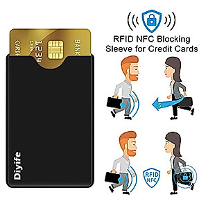 Diyife RFID Blocking Credit Card Sleeves,[8 Pcs] RFID & NFC Card Protector Set, Card Blocker Contactless Card Protection, Anti Data & Identity Theft Secure Pocket Wallet