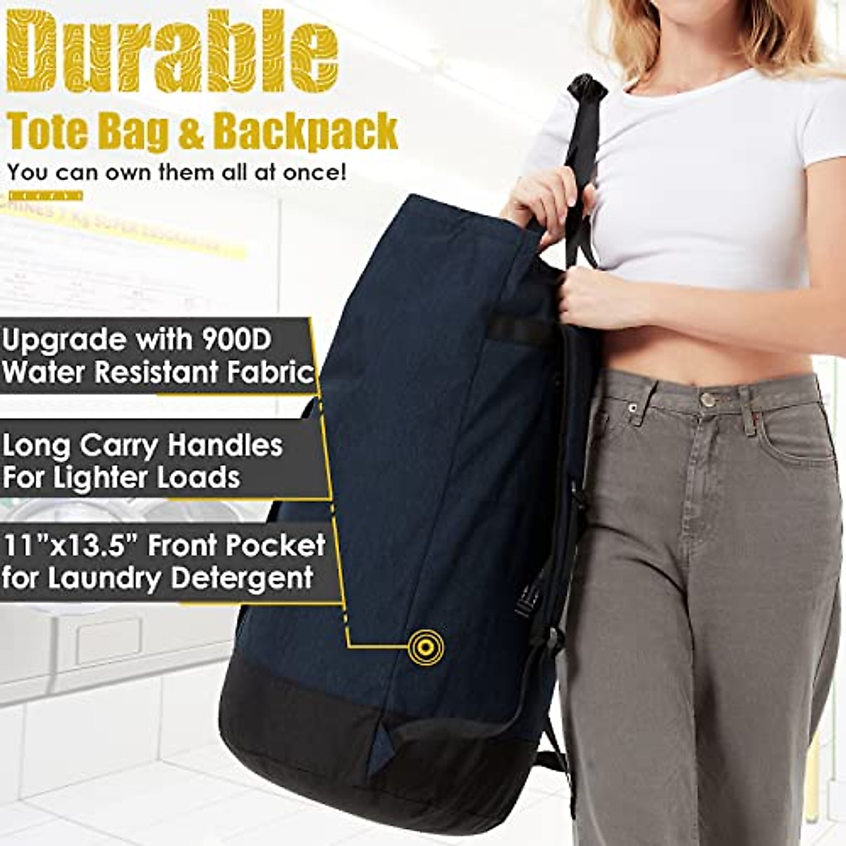 Laundry Backpack Bag 115L, Heavy Duty Laundry Bag with Shoulder Straps, Dirty Clothes Bag for College Dorm Essentials, Hamper Bag for Travel, Laundromat, Apartment, Beach, Camping